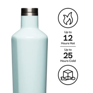 Corkcicle Insulated Canteen Travel Water Bottle, Triple Insulated Stainless Steel, Easy Grip Flat Sides and Screw-on Cap, Keeps Beverages Cold for 25 Hours or Warm for 12 Hours, 25 oz, Powder Blue