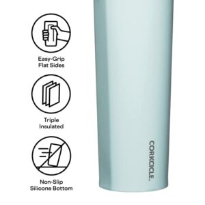 Corkcicle Insulated Canteen Travel Water Bottle, Triple Insulated Stainless Steel, Easy Grip Flat Sides and Screw-on Cap, Keeps Beverages Cold for 25 Hours or Warm for 12 Hours, 25 oz, Powder Blue