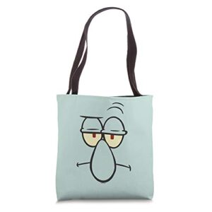 spongebob squarepants squidward large face eyebrow raise tote bag