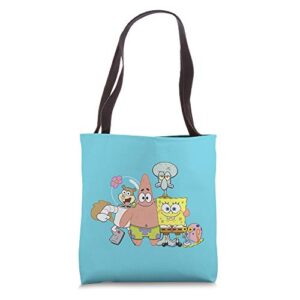 spongebob squarepants group shot friends tote bag