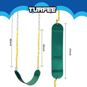 TURFEE 2 Pack Green Swing Seats Heavy Duty with 66" Chain Accessories Replacement with Snap Hooks for Kids Outdoor Play Playground, Trees, Swing Set (Green)