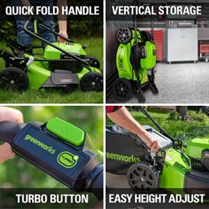 Greenworks 48V (2 x 24V) 20" Brushless Cordless Push Lawn Mower, (2) 4.0Ah USB Batteries (USB Hub) and Dual Port Rapid Charger Included