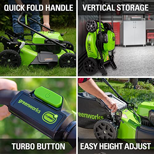 Greenworks 48V (2 x 24V) 20" Brushless Cordless Push Lawn Mower, (2) 4.0Ah USB Batteries (USB Hub) and Dual Port Rapid Charger Included