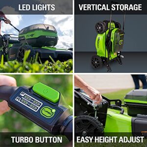 Greenworks 48V (2 x 24V) 20" Brushless Cordless Push Lawn Mower, (2) 4.0Ah USB Batteries (USB Hub) and Dual Port Rapid Charger Included