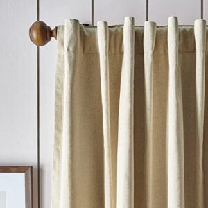 MARTHA STEWART Lido Linen Blackout Foam Lined Rod Pocket/Back Tab Window Curtain Panel Pair, 95", Linen