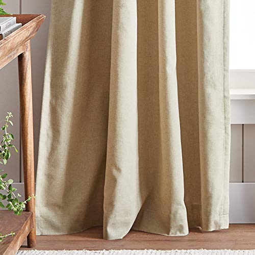 MARTHA STEWART Lido Linen Blackout Foam Lined Rod Pocket/Back Tab Window Curtain Panel Pair, 95", Linen