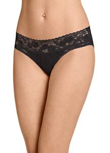 jockey women's underwear allover lace bikini, black, m