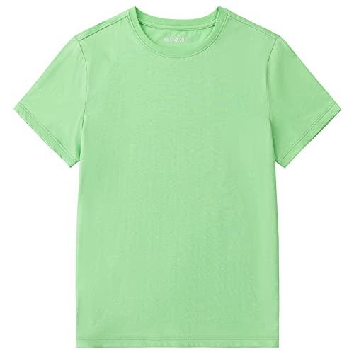 AMERICLOUD Kids Short Sleeve T-Shirt Youth Soft Tee Crewneck Cotton T Shirts for Boys and Girls Size 3-12 Years(Green-L)