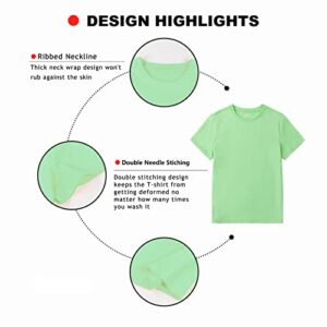 AMERICLOUD Kids Short Sleeve T-Shirt Youth Soft Tee Crewneck Cotton T Shirts for Boys and Girls Size 3-12 Years(Green-L)