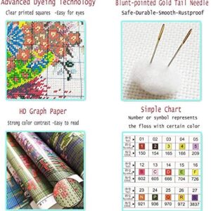 Joy Sunday Cross Stitch Kits Stamped Full Range of Embroidery Starter Kits for Beginners DIY 14 CT 2 Strands - Iris 2(Printed) 16.5×20.5 inch