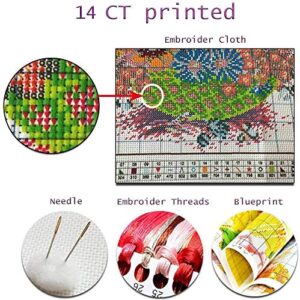 Joy Sunday Cross Stitch Kits Stamped Full Range of Embroidery Starter Kits for Beginners DIY 14 CT 2 Strands - Iris 2(Printed) 16.5×20.5 inch