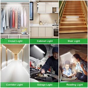 goodland 160 LED Closet Lights Motion Sensor Under Cabinet Indoor Wireless Lighting 3600mAh Battery Powered Light Bar Dimmable Rechargeable for Kitchen, Wardrobe, Stairs(2 Pack)