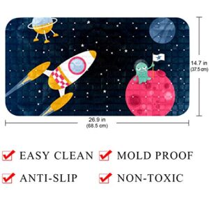 Unicey Non Slip Bathtub Mat Outer Spaceship Galaxy Rockets Planet Shower Tub Mats with Suction Cups for Baby and Adults 14.7x26.9 in