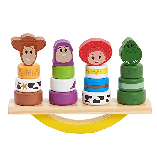 Disney Wooden Toys Toy Story Balance Blocks, 17-Piece Set Features Woody, Buzz Lightyear, Jessie, and Rex, Amazon Exclusive, by Just Play