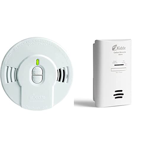 Kidde AC Carbon Monoxide Detector Alarm | Plug-in with Battery Backup | Model KN-COP-DP2 & Sealed Lithium Battery Power Smoke Detector Alarm | Model i9010