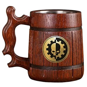 adeptus mechanicus beer stein, personalized 40k wooden beer mug, custom beer stein, gamer gift, gamer tankard, gift for men, gift for him