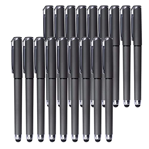 Black Gel Ink Rollerball Pens 1.0mm Gel Pens 2-in-1 stylus Pens 1.0mm Medium Point Pen for Office, Black gel ink(18 Pack-Grey)