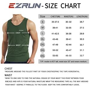 EZRUN Men's Quick Dry Sport Tank Top for Bodybuilding Gym Athletic Jogging Running,Fitness Training Workout Sleeveless Shirts(Green,l)