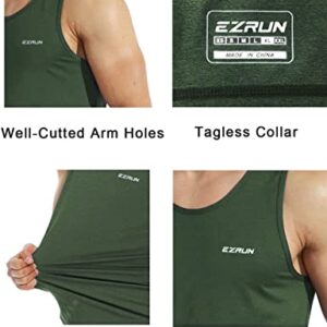 EZRUN Men's Quick Dry Sport Tank Top for Bodybuilding Gym Athletic Jogging Running,Fitness Training Workout Sleeveless Shirts(Green,l)