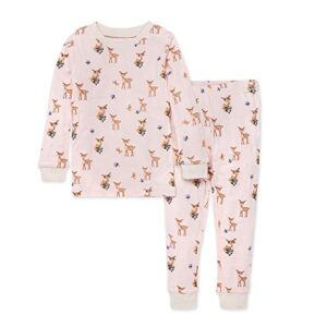 burt's bees baby baby girls pajamas, tee pant 2-piece pj set, 100% organic cotton and toddler pajama bottoms, oh deer, 7 years us