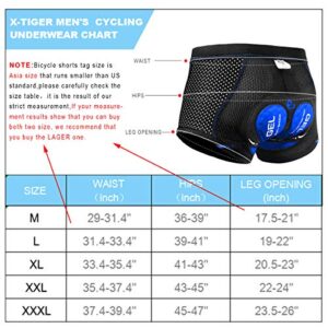 X-TIGER Men's Cycling Underwear Shorts 5D Padded Gel,MTB Biking Shorts Pants with Breathable,Adsorbent Design