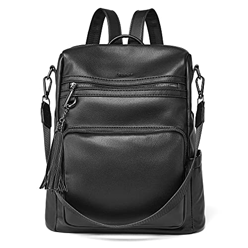 OPAGE Leather Backpack Purse for Women Fashion Tassel Ladies Shoulder Bags Designer Large Backpack Travel Bag