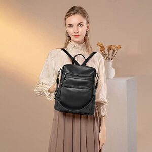 OPAGE Leather Backpack Purse for Women Fashion Tassel Ladies Shoulder Bags Designer Large Backpack Travel Bag