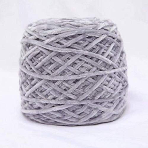 DIRUNEN Baby Chenille Velvet Yarn Bulky Vegan Soft Yarn Knitting Yarn Polyester Blended Cotton Chenille Yarn Hand Knitting Yarn DIY Crochet Thread for Clothing Hat Scarf Blanket Light Grey 0.55 lb