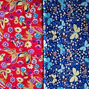 18" x 22" Fat Quarters Quilting Cotton Fabric Bundles for Sewing, 8 PCS Butterfly