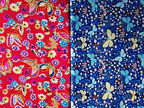 18" x 22" Fat Quarters Quilting Cotton Fabric Bundles for Sewing, 8 PCS Butterfly