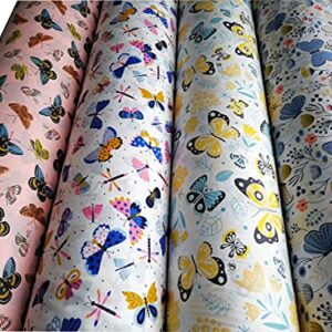 18" x 22" Fat Quarters Quilting Cotton Fabric Bundles for Sewing, 8 PCS Butterfly