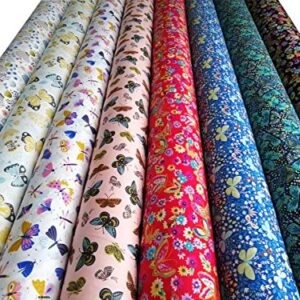 18" x 22" Fat Quarters Quilting Cotton Fabric Bundles for Sewing, 8 PCS Butterfly