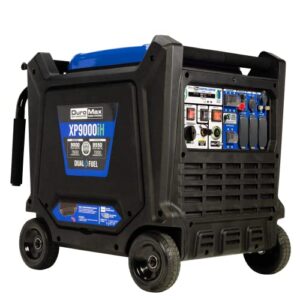 duromax xp9000ih 9000-watt 459cc dual fuel digital inverter hybrid portable generator, blue