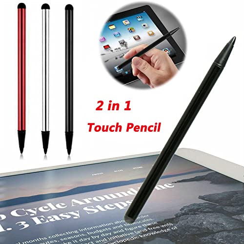 Capacitive and Resistive Stylus Pen(3pcs) Universal High Sensitive & Precision Capacitive Disc Tip Touch Screen Pen Stylus, 2 in 1 Touch Screen Pen Fits for iPhone iPad Samsung Tablet Phone PC & Other