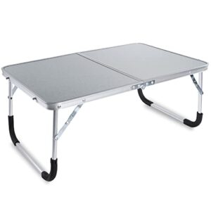 sivya foldable laptop table lapdesk, breakfast bed serving tray, portable mini picnic desk(silver)