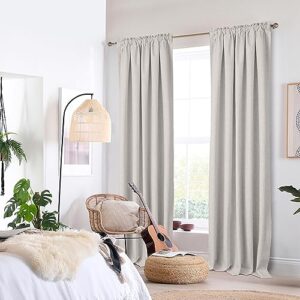 100% Blackout Shield Linen Blackout Curtains 84 Inches Long 2 Panels Set, Blackout Curtains for Bedroom/Living Room, Thermal Insulated Rod Pocket Window Curtains & Drapes, 50W X 84L, Beige