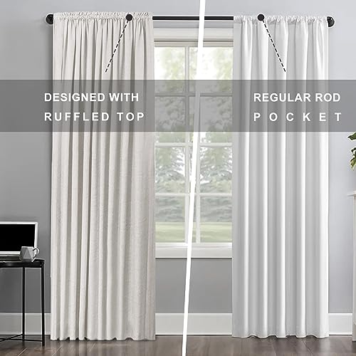 100% Blackout Shield Linen Blackout Curtains 84 Inches Long 2 Panels Set, Blackout Curtains for Bedroom/Living Room, Thermal Insulated Rod Pocket Window Curtains & Drapes, 50W X 84L, Beige