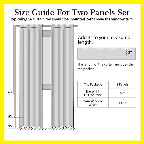 100% Blackout Shield Linen Blackout Curtains 84 Inches Long 2 Panels Set, Blackout Curtains for Bedroom/Living Room, Thermal Insulated Rod Pocket Window Curtains & Drapes, 50W X 84L, Beige