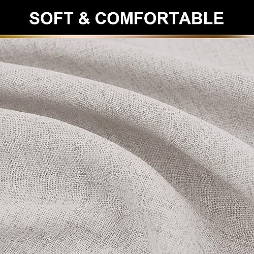 100% Blackout Shield Linen Blackout Curtains 84 Inches Long 2 Panels Set, Blackout Curtains for Bedroom/Living Room, Thermal Insulated Rod Pocket Window Curtains & Drapes, 50W X 84L, Beige