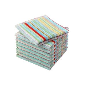 oeleky kitchen dishcloths for washing dishes, ultra absorbent dish rags, cotton cleaning cloths pack of 8, 12x12 inches (mix-1, 12x12 inch)