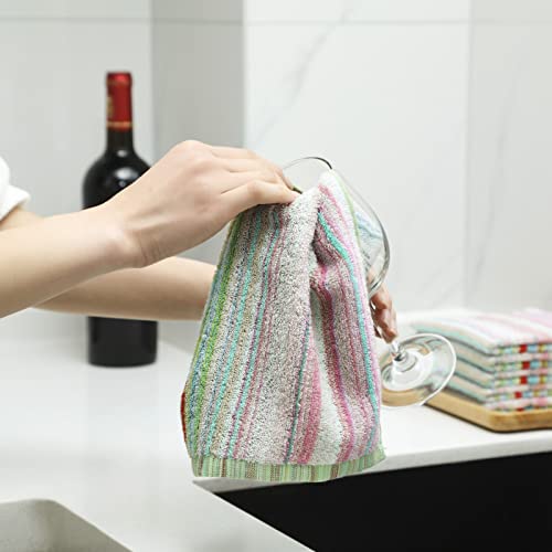 Oeleky Kitchen Dishcloths for Washing Dishes, Ultra Absorbent Dish Rags, Cotton Cleaning Cloths Pack of 8, 12x12 Inches (Mix-1, 12x12 inch)