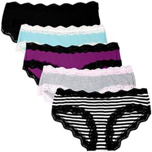 LYYTHAVON Women’s Underwear Soft Breathable Cotton Brief Ladies Panties 5-Pack (Multicolored F,5 Pack, Medium)