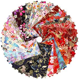 tudomro 30 pieces fat quarters 8 x 10 inch japanese style fabric squares printed cotton wrapping cloth quilting fabric bundles for thanksgiving christmas gifts diy patchwork sewing (retro style)