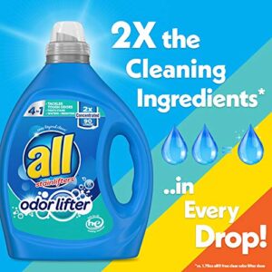 all with stainlifters Odor Lifter, Laundry Detergent Liquid, 2X Concentrated, Tackles Tough Odors for Super Sporty Families, 90 Loads