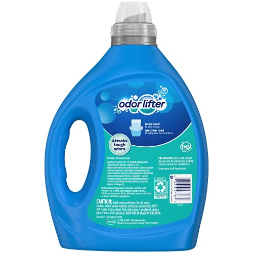 all with stainlifters Odor Lifter, Laundry Detergent Liquid, 2X Concentrated, Tackles Tough Odors for Super Sporty Families, 90 Loads