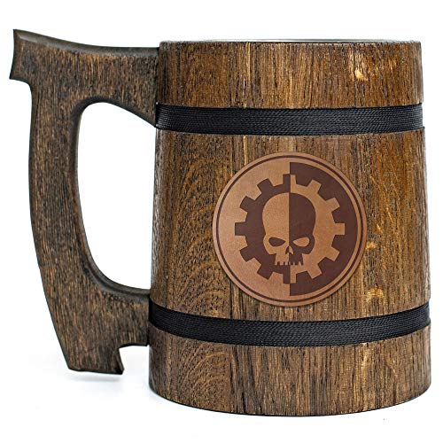 Adeptus Mechanicus Beer Stein, Personalized 40k Mug, Game Lover Gift, Custom Leather Gamer Tankard, Gift for Men, Gift for Him