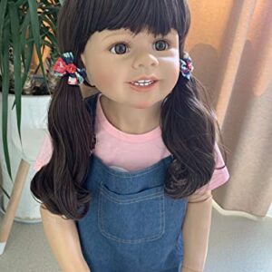 Huge Reborn Toddler Girl Doll 39 inch Full Body Vinyl Life Like Baby Dolls Girl Curly Hair Can Stand Girl Model Model Ball Jointed Doll Collectible High Qualtity