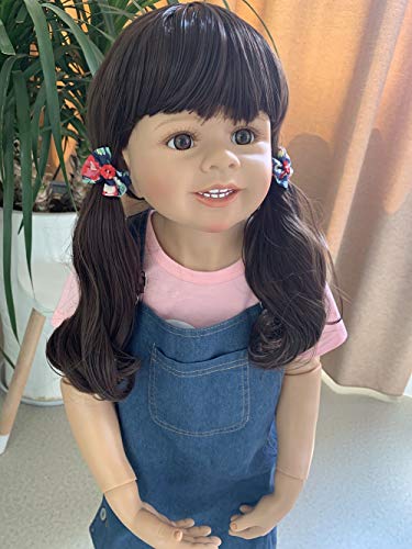 Huge Reborn Toddler Girl Doll 39 inch Full Body Vinyl Life Like Baby Dolls Girl Curly Hair Can Stand Girl Model Model Ball Jointed Doll Collectible High Qualtity