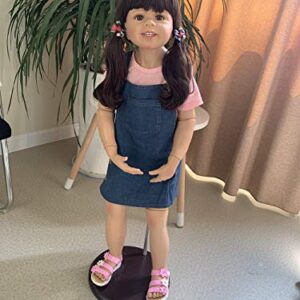 Huge Reborn Toddler Girl Doll 39 inch Full Body Vinyl Life Like Baby Dolls Girl Curly Hair Can Stand Girl Model Model Ball Jointed Doll Collectible High Qualtity