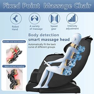 Massage Chair Zero Gravity Full Body Electric Shiatsu Massage Chair Recliner with Foot Rollers Built-in Heat Therapy Air Massage System Stretch Vibrating for Home Office(Black)